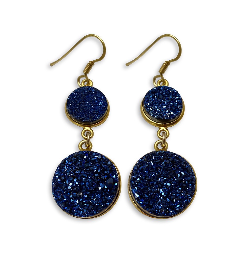 Double Drop Druzy Earrings - Druzy Jewelry by Monica Mauro